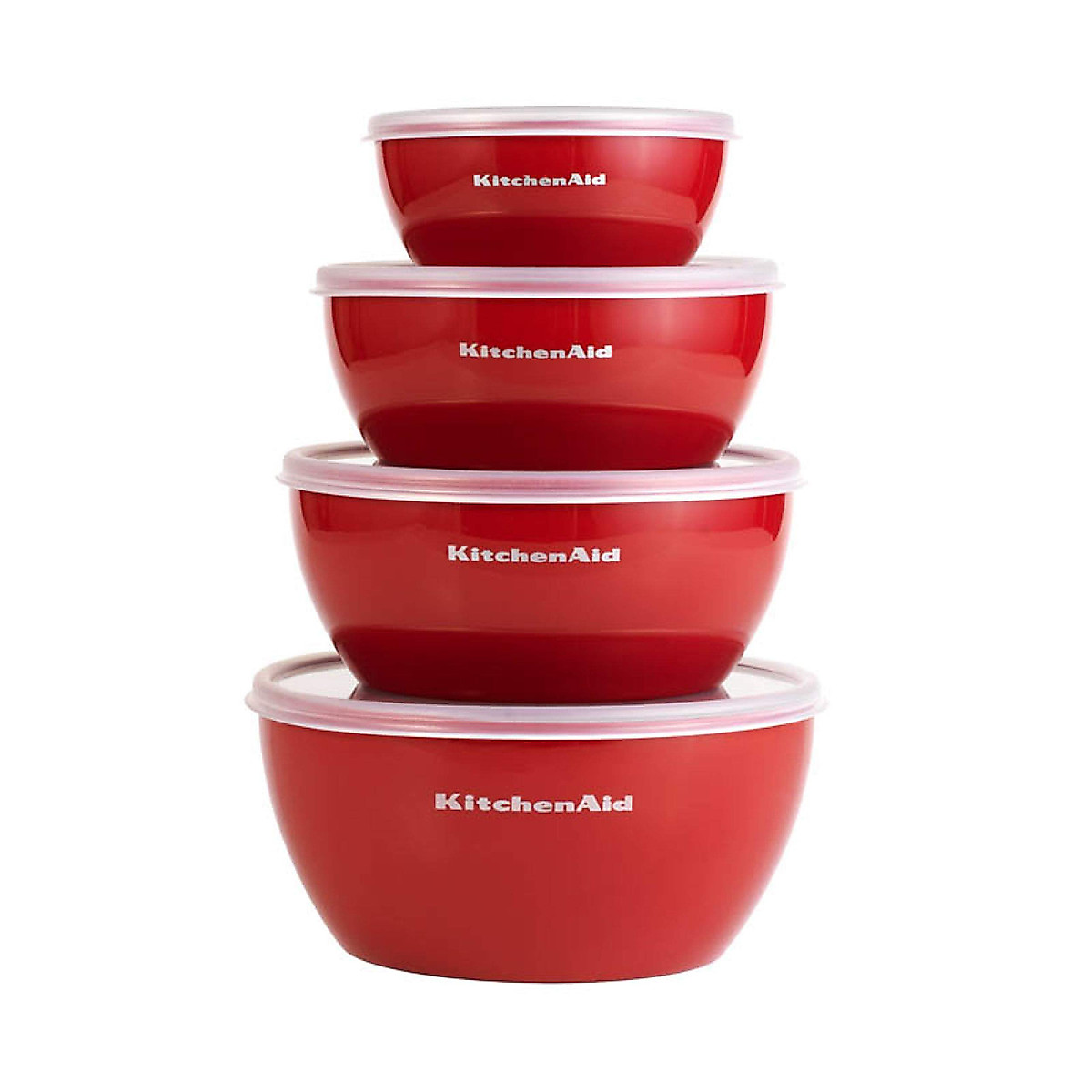 KitchenAid Classic Prep Bowls with Lids, Set of 4, Empire Red & Classic Ice Cream Scoop, One Size, Black 2