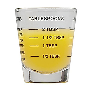 Kolder Mini Measure Heavy Glass, 20-Incremental Measurements Multi-Purpose Liquid and Dry Measuring Shot Glass, Black