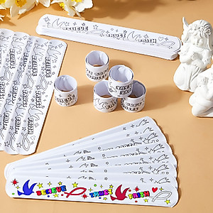 Color Your Own Faith Slap Bracelets Jesus Bracelets for Easter Kids Christian Religious Craft Blank Slap Bands with Religious Sayings for Sunday School Crafts Coloring DIY Gifts, 3 Styles(72 Pcs)