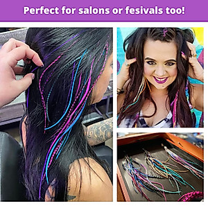 Feathers for Hair, 20 Rainbow Rooster Feathers Hair Extensions Kit with Silicone Beads and Loop Tool All Bright Colors- Pink, Blue, Red, Purple, Orange, Yellow, Green Striped Grizzly Feathers