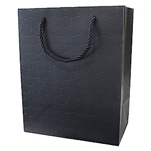 8x10 Black Gift Bags with Handles Medium 12 pcs Luxury Black Paper Shopping Bags 8x5x10 Premium Quality Heavy Duty Modern Fancy Matte Elegant Embossed Wedding Guests Birthday Bridal Baby Shower Merchandise