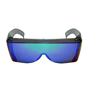 Calabria 3000 Fitover Safety Glasses Over Eyewear Blue Green Silver Mirror 3 Pack Men Women Wraparound Tint Anti Fog Scratch