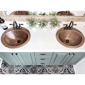 Sinkology SB101-19AC Bell Drop-in Handmade Copper Bath Sink with 4" Faucet Holes and Overflow, 19", Antique Copper