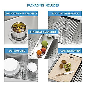 25 Inch Drop-In Kitchen Sink - GhomeG 25x22 Inch 16 Gauge Stainless Steel Topmount Deep Single Bowl Bar Sink with R10 Round Corners