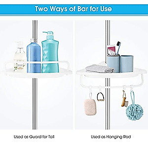 Corner Shower Caddy, Shower Caddy Tension Pole Storage Shelves, Stainless Steel Rod, Adjustable Bathroom Shower Caddy for Shampoo Soap Tower, White