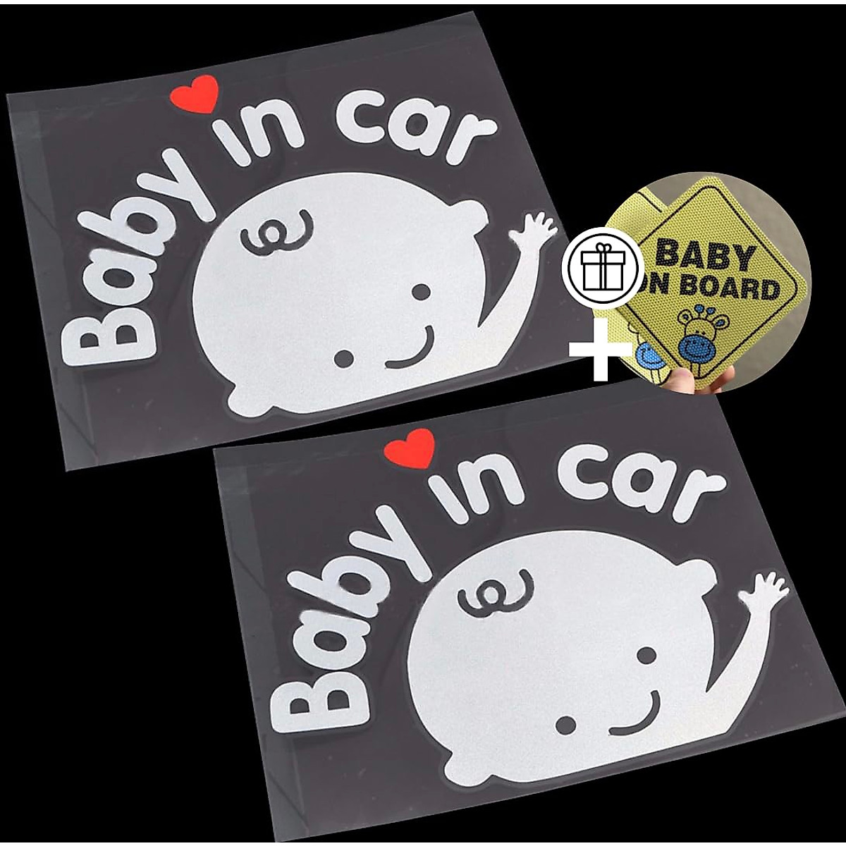CM Wealth 2Packs - Baby in Car Sticker Decal Baby on Board Sign for Car Safety Sign Cute Baby in Car Waving Sticker(Boy2)