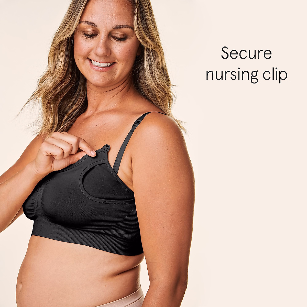 Bravado Designs Hands Free Pumping Bra & Nursing Bra 2-in-1 Seamless for Maternity & Breastfeeding, Black, Large