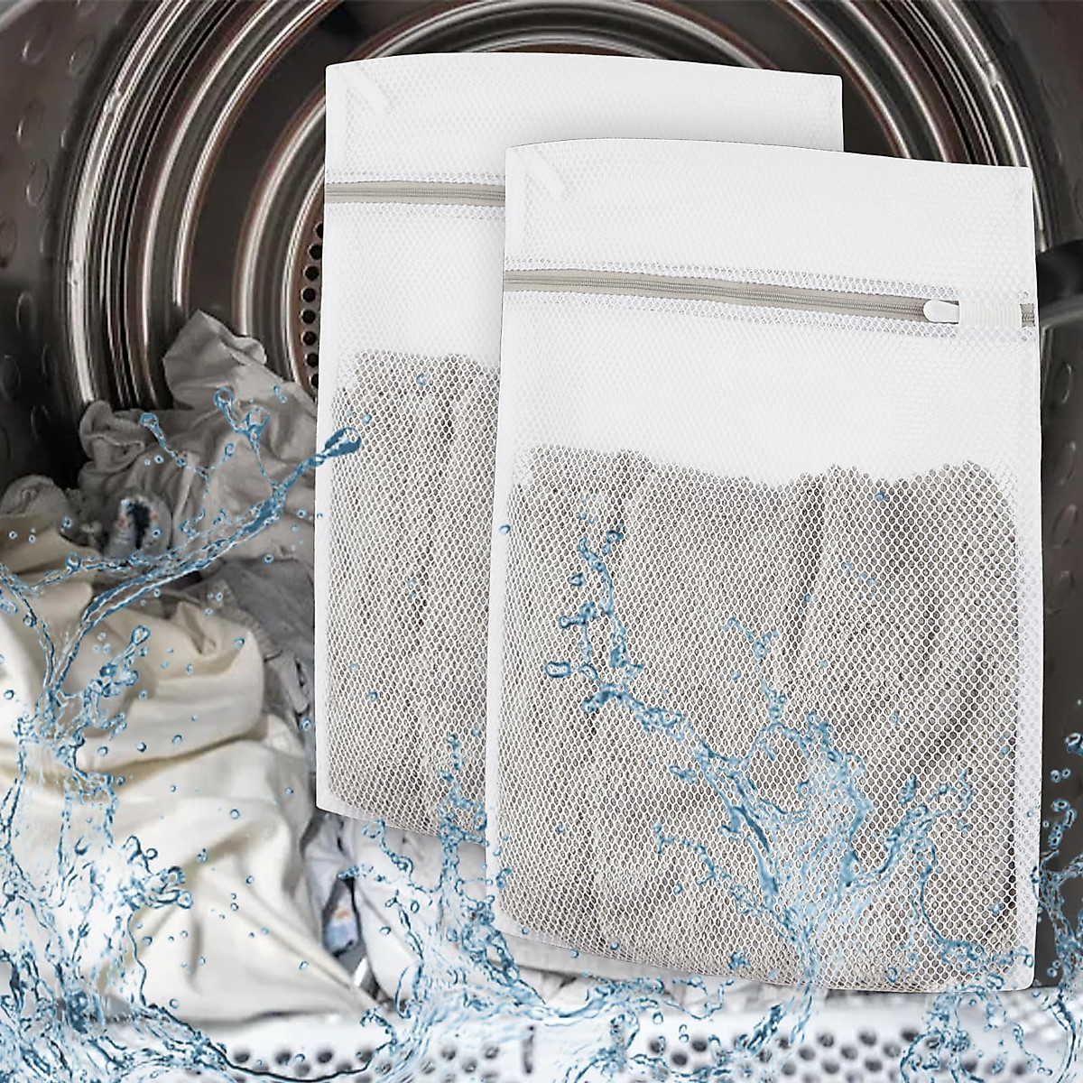 DZSEE Mesh Laundry Bags for Delicates – Durable Honeycomb Mesh Wash Bag for Delicates, Socks, Lingerie, and Household Items, with Zipper Closure