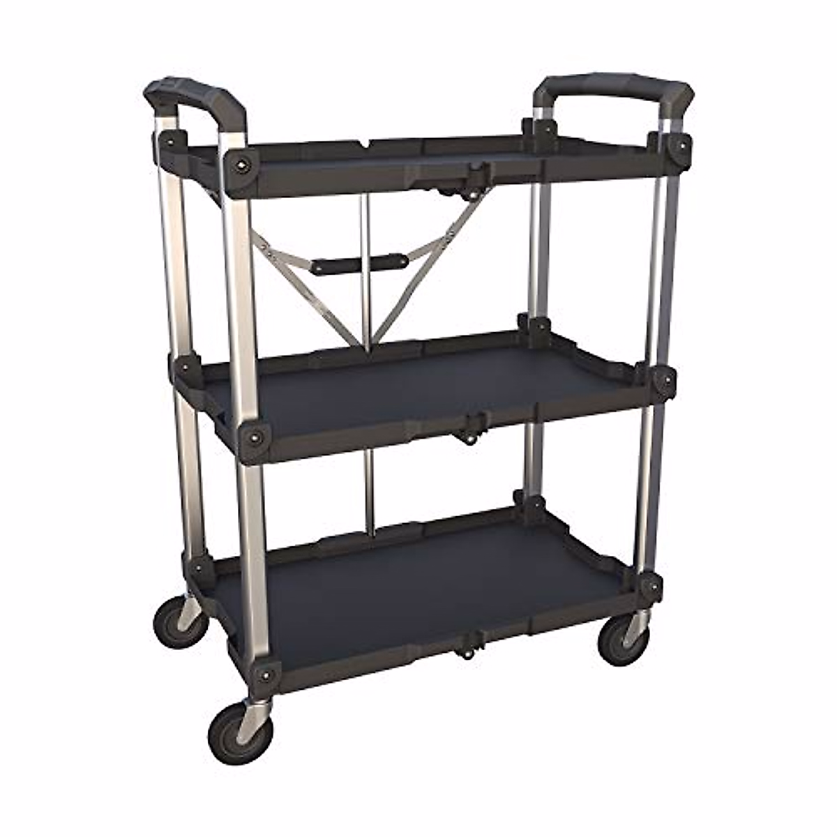 Olympia Tools 85-199 Pack-N-Roll Folding Collapsible Service Cart XL, Full Black, 100 Lb. Load Capacity per Shelf
