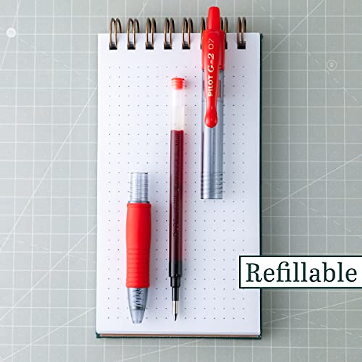 PILOT G2 Premium Refillable & Retractable Rolling Ball Gel Pens, 0.7mm Fine Point, Red, 6-Pack