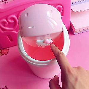 Lovely Girls Pink Kitty Mini-Trash Can ABS Plastic Mini-Garbage Can Waste Bin