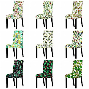Cartoon Cactus Dining Chair Cover Elastic Chair Cover Office Restaurant Home Restaurant Dirty Removable Chair Cover AQ6 6PCS