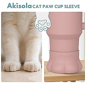 ORIHILL x Akisola Cat Paw Boot Sleeve, Silicone Bottom Cover Bumper for Water Bottle,Suitable for 40Oz Hydro Flask,Simple Modern and Stanley Tumbler,Stanley Silicone Boot (Pink Dusk)