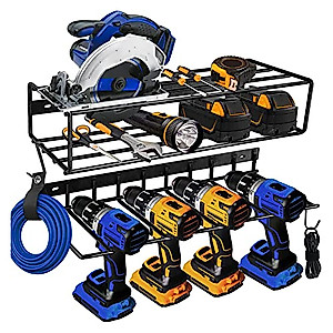 Power Tool Organizer Floating Tool Shelf Holder Wall Mounting Alloy Steel Storage Rack 110lb Load Capacity for Garage Organization Father's Day Gifts