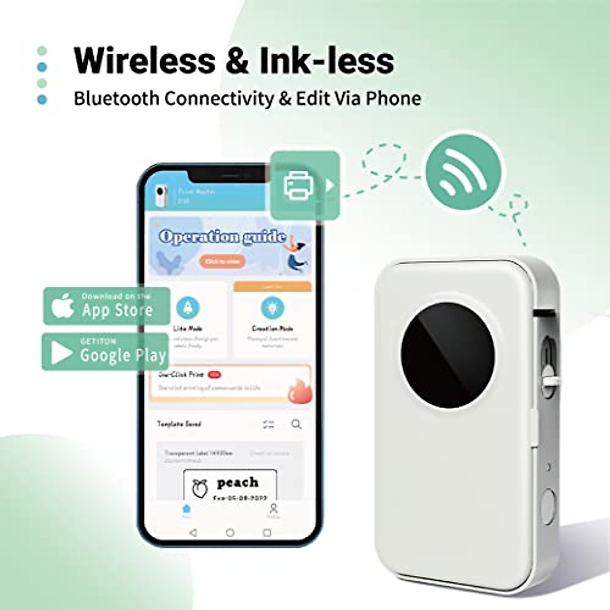 Phomemo Label Maker Machine with Tape, D35 Wireless Bluetooth Labels Maker Portable Mini Label Printer, Easy to Use with Smartphone Small Sticker Labeler Multiple Templates for Home Office organizing
