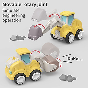 Deejoy Cars Toys for 1 2 3 4 Year Old Boys - 4 Pack Construction Trucks Push Go Car Toddler Toys Age 1-2,Friction Powered Car Vehicle Toys for Toddlers 1-3,Birthday Gifts Baby Kids Girls 12-18 Months