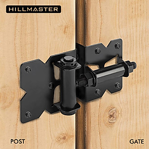 2 Pack Self Closing Gate Hinges for Wooden Fences Heavy Duty Solid Vinyl Fence Gate Closer Hinges with 22 Screws Swing Adjuster Tool 90 Degree Tension Boerboel Gate Hardware Kit Black Finish