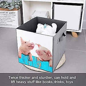 Funny Pig Collapsible Storage Bins Basics Folding Fabric Storage Cubes Organizer Boxes with Handles
