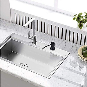 Soap Dispenser, Stainless Steel Pump Head Kitchen Sink Soap Dispenser, 10.14 OZ Capacity (Black)