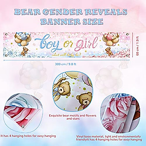 Bear Gender Reveal Decoration-Pink And Blue Bear Baby Shower Banner Decoration,Large Baby Baer Boy Or Girl Yard Sign Banner for Bear Theme Gender Revel Party Decoration