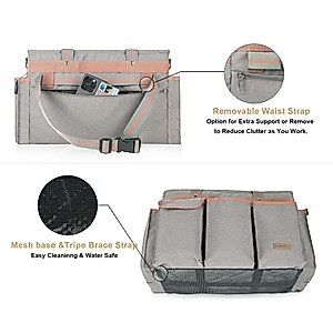 Cleaning Caddy, Cleaning Supplies Organizer with Handles for Cleaning Products Storage, Large Wearable Cleaning Tools Tote Bag for Housekeeping,Car,Home,Kitchen Work (Large, Grey)