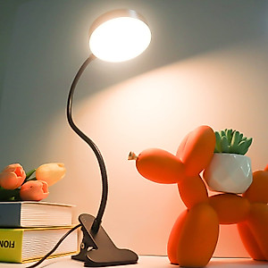 AVEVA Clip on Desk Lamp,96 CRI Eye Protection Book Light,Small Desk Lamp for Dorm,3 Color Modes,Dimmable LED Table Lamp,Black Metal Body 360° Gooseneck Reading Light (Non-Rechargeable )