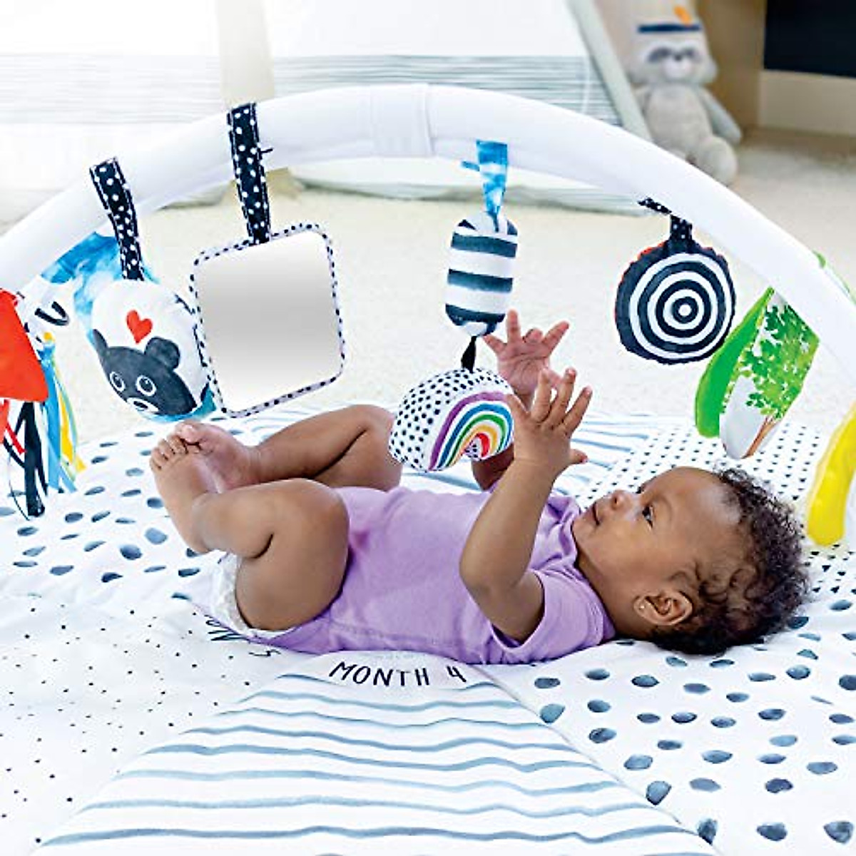 Sassy Stages STEM Developmental Play Gym, Sensory Tummy Time Activity Play Mat w/Built-in Instructions, Ultra Plush & Machine Washable Playmat for Babies & Toddlers