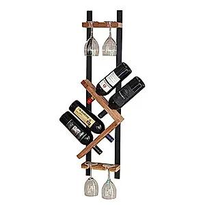 Iron Wood Creative Simplicity Wall Hanging Wine Rack | Simple Goblet Storage Rack Creative Simplicity Wall Creative Simplicity Wall Wine Rack | Nordic Hanging Bottle Rack 25X12.5X95Cm J1015, PIBM