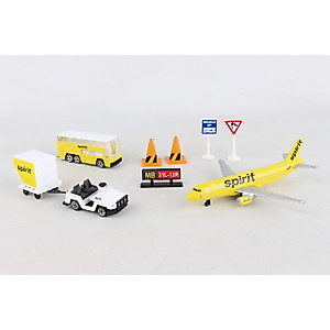 Daron Spirit Airlines Airport Playset with Die-Cast Metal Model Airplane with Plastic Parts, Cars and Transportation Toys for Kids Ages 3+