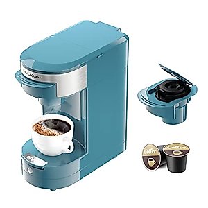 VIMUKUN Single Serve Coffee Maker, Compatible with K-Cup Pod & Ground Coffee, Coffee Brewer with One Button Operation and Auto Shut-off, 5-13 oz. Mini Size