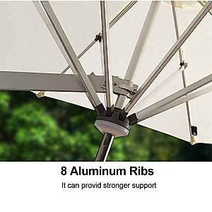 ROLTIN Green Wall Mounted Patio Umbrella, Garden Parasol, 8.2ft Deck Sun Shade Umbrella with 8 Ribs, Outdoor Umbrella for Backyard