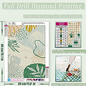 Adults Diamond Painting 5D Green Plants Diamond Painting Kits for Kids,DIY Diamond Dots Diamond Art with Round Full Dril Diamonds Diamond Art Gem Painting Crafts for Home Wall Decor Gift-12X16in