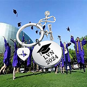 LQRI LVN 2024 Keychain LVN Licensed Vocational Nurse Gifts Medical Caduceus Jewelry LVN Keychain Gift LVN Graduation Gift(LVN)