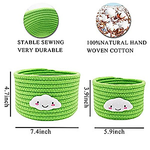 St. Patrick's Day Storage Basket,Lucky Green Decorative Basket Nursery Storage Basket 7.4"*4.7", 5.9"*3.9"(2 Pack)