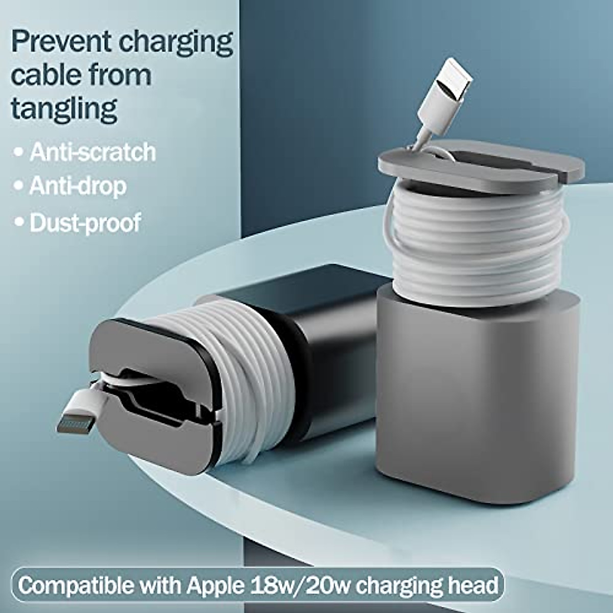 4PCS Silicone Charger Protector, Charger Winder Compatible with Apple 20W/18W Chargers for Travel and Cable Storage