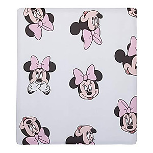 Disney Minnie Mouse - Blushing Minnie - 4 Piece Toddler Bed Set - Coral Fleece Toddler Blanket, Fitted Bottom Sheet, Flat Top Sheet, Standard Size Pillowcase