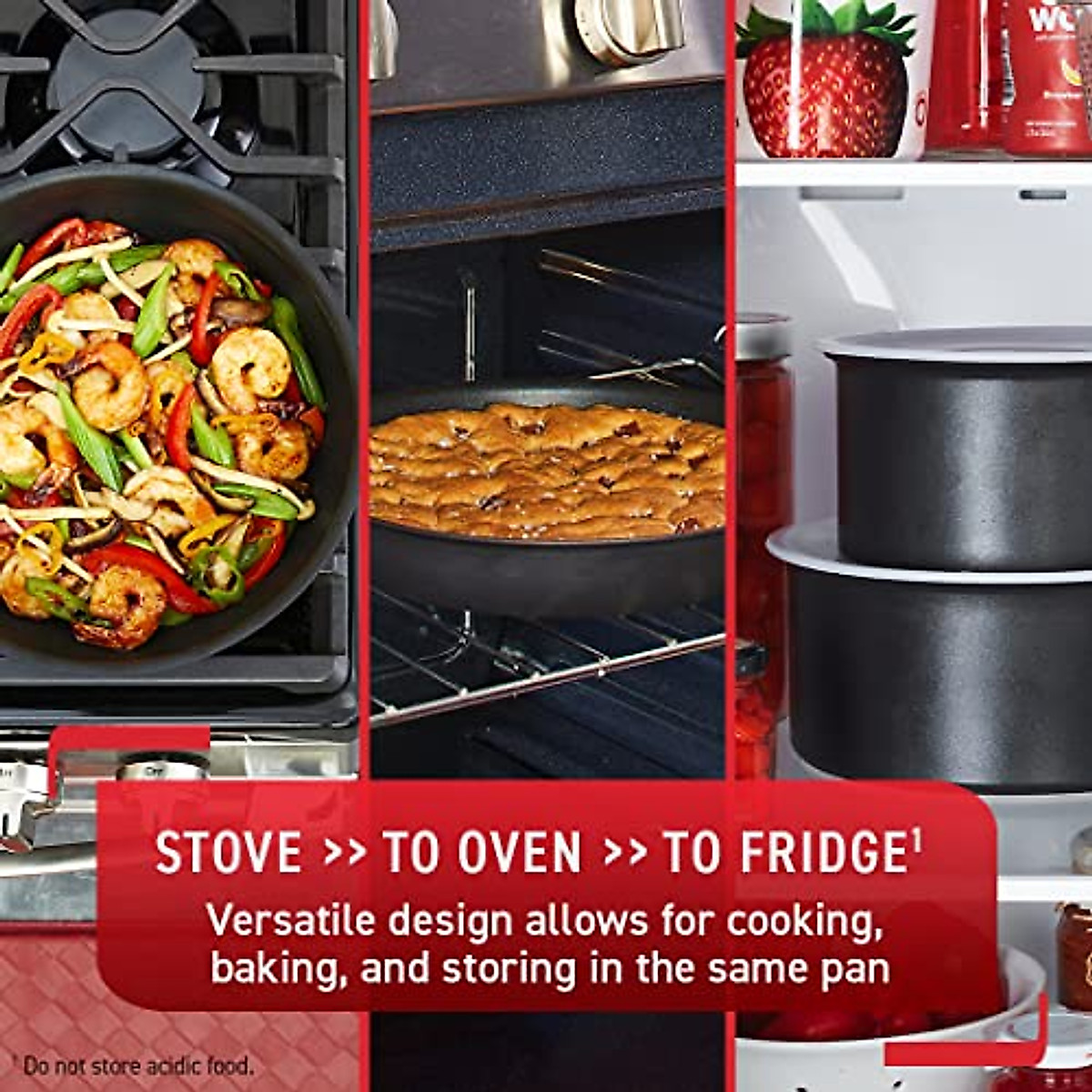 T-fal Ingenio Nonstick Cookware Set 13 Piece Induction Stackable, Removable Handle Pots and Pans, Dishwasher Safe Black