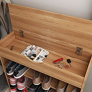 SDHYL 5-Tier Shoe Rack 29.5 inches Shoe Storage Shelf with 1 Top Storage Space, Shoe Organizer for Enterway, Maple, S7-WK-L24-MP-US