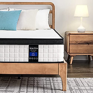 Inofia Full Mattress, 10 Inch Full Size Hybrid Mattress in A Box, Motion Isolation Pocketspring Bed in A Box, Medium Firm, Cooling Sleeping & Pressure Relief