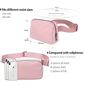 Fanny Belt Bag Waist Pack Crossbody Bags Bum Bag for Running Hiking Travel Workout Adjustable Strap for Women -pink