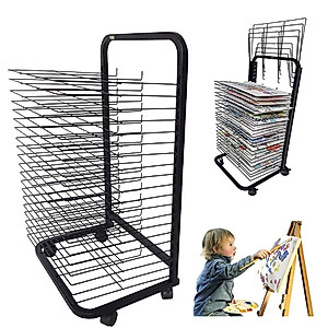 Drying Rack, Mobile Art Drying Rack with Wire Shelves for Works of Art, Art Studio, Drying & Print Racks, Black Powder Coated Finish, Ideal for Schools and Art Clubs