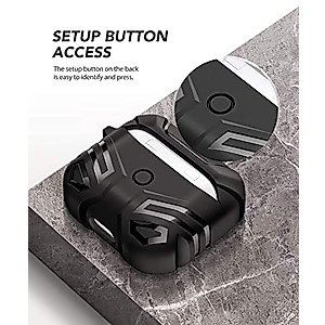 MOBOSI AirPods 3rd Generation Case 2021, Hard Shell Design Full-Body Protective Vanguard Armor Military AirPod 3 Case Cover with Keychain for AirPod Case 3rd Generation Case [LED Visible], Black