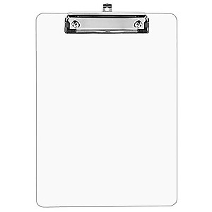 Plastic Clipboards (Set of 6) Transparent Clipboard (Clear) Strong 12.5 x 9 Inch | Holds 100 Sheets! Acrylic Clipboards with Low Profile Clip | Cute Clip Boards Board Clips
