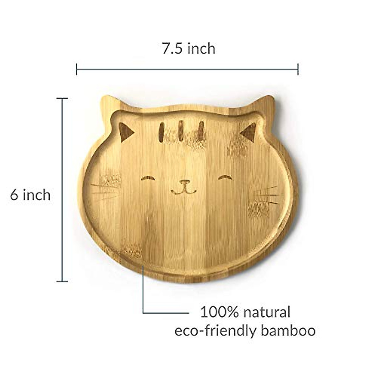 JB Home Collection 4572, Natural Bamboo Cat Serving Tray for Snacks Appetizer Fruit Vegetable | Food Platter | Picnic Kitchen Party | Eco-Friendly Plates