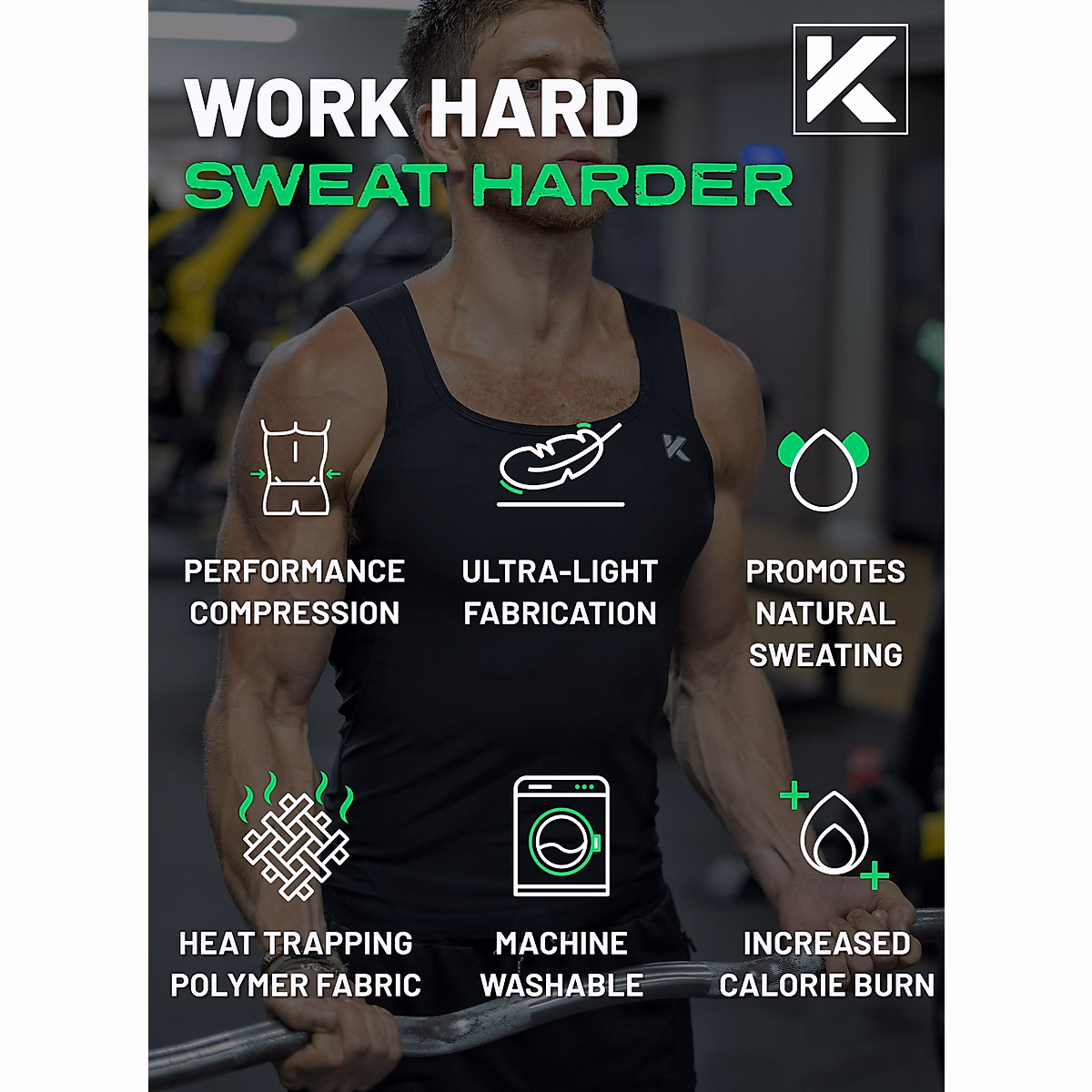 Kewlioo Men's Heat Trapping Pullover Sweat Enhancing Vest - Sauna Suit Shirt Compression Vest Shapewear Top for Gym Exercise