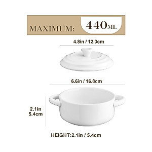 MALACASA Mini Cocotte Set - 14 OZ Small Casserole Dishes with Lids and Handles, Ceramic Mini Dutch Oven Set of 4, Small Baking Ramekins for Lasagna, Soufflé, Oven, Microwave & Dishwasher Safe, Series BAKE.BAKE