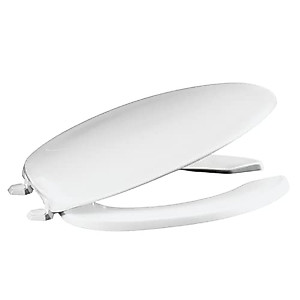 Centoco Toilet Seat Elongated, Cover, Open Front, Plastic, Regular Duty Residential or Light Weight Commercial Use, Made in the USA, Heavy Duty Hinge, 620-001, White