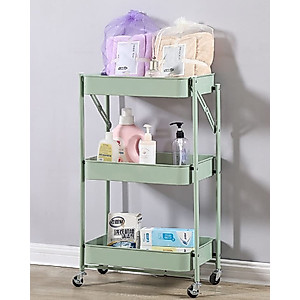 JYDQM Foldable Shelf Floor Kitchen Mobile with Wheel Trolley Storage Car Hand Push Storage Shelf