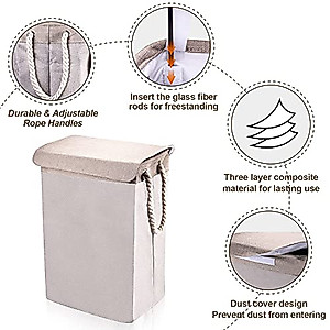 LANSCARE 72L Laundry Baskets Quality Hampers For Laundry Large Capacity Collapsible Dirty Clothes Hamper With Lid Handles Liner Removable Bag Slim Free Standing Dorm Room Essentials