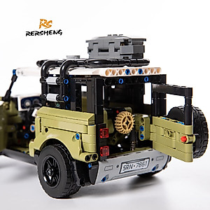 Rersheng Off-Road Car D90 MOC Technology Building Blocks and Engineering Toy, Adult Collectible Model Cars Kits to Build, 1:14 Scale Truck Model (1286Pieces)